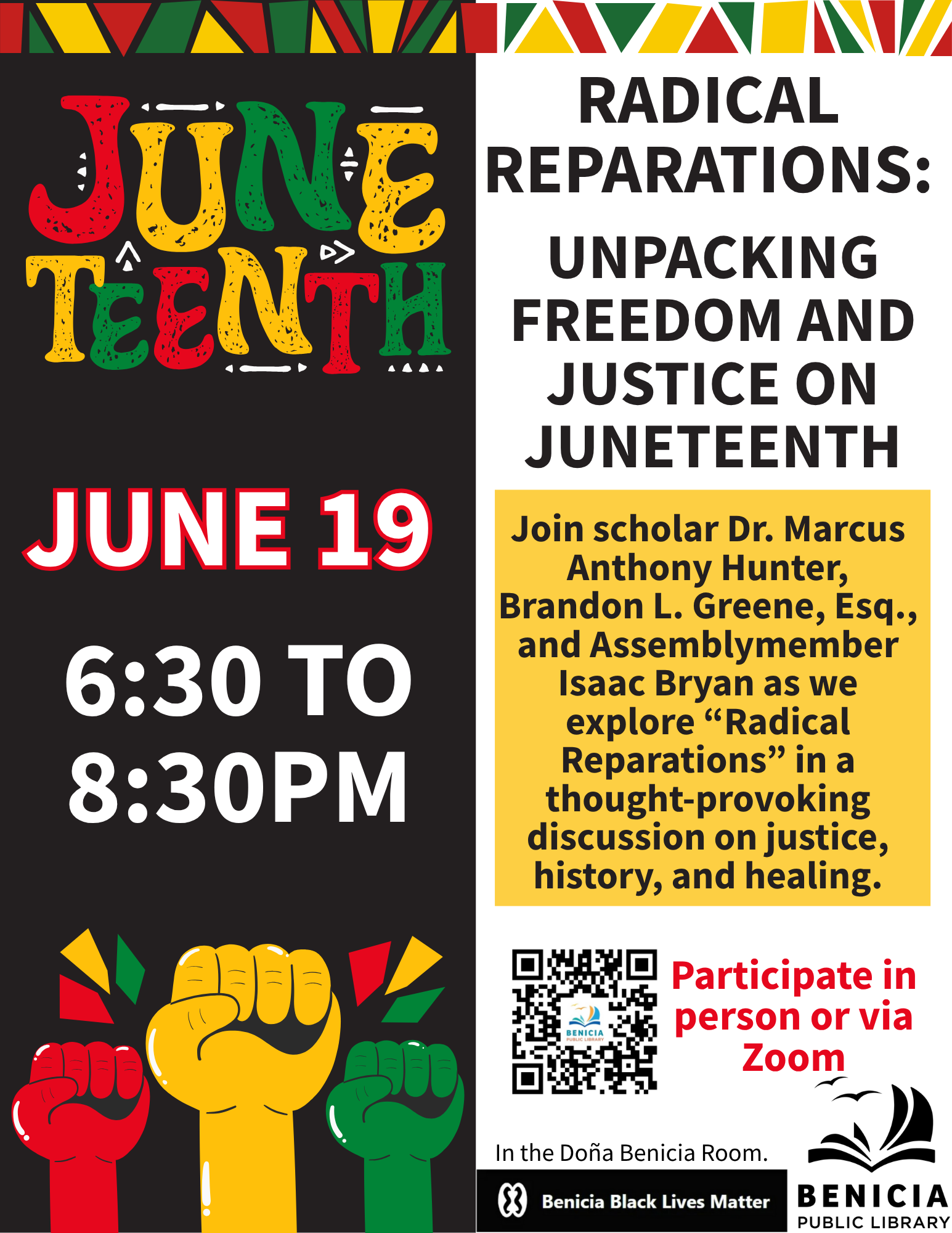 Benicia Juneteenth Celebration, June 19 2025 at Benicia Public Library